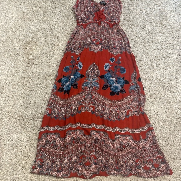 Angie | Dresses | Angie Red And Blue Floral Maxi Dress | Poshmark